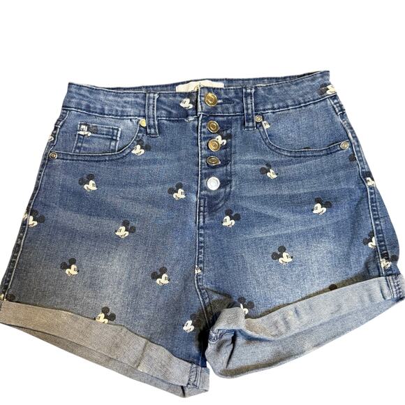 Disney | Shorts | Disney Mickey Mouse Denim Shorts High Rise Button Fly ...